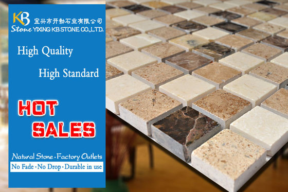 Home Decorative Cream Marfil Marble Mixed Dark Emperador Square