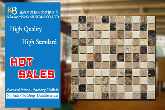 Home Decorative Cream Marfil Marble Mixed Dark Emperador Square