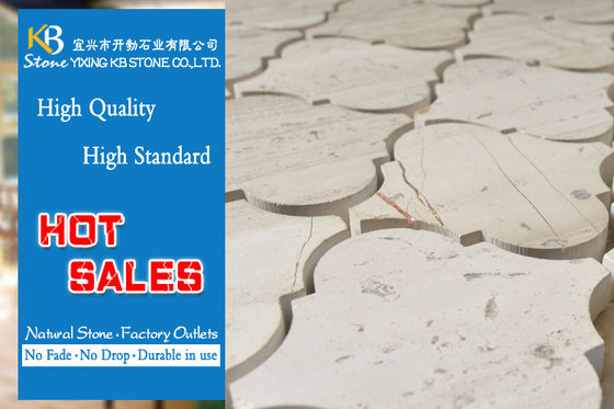 Wooden Grey Waterjet Mosaic Tile Lantern Pattern Polished For Exterior Wall