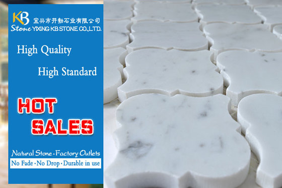 Bianco Carrara Polished Decorative Mosaic Tiles Lantern Shape Floor