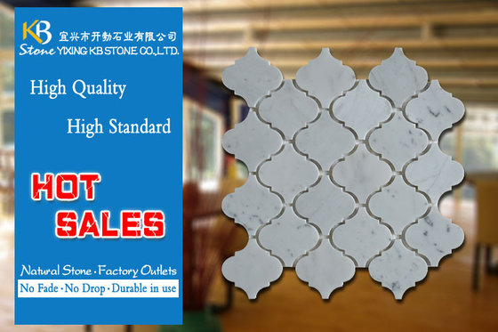 Bianco Carrara Polished Decorative Mosaic Tiles Lantern Shape Floor