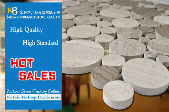 Natural Stone Wooden Grey Marble Decorative Wall Tile Polished Penny Round