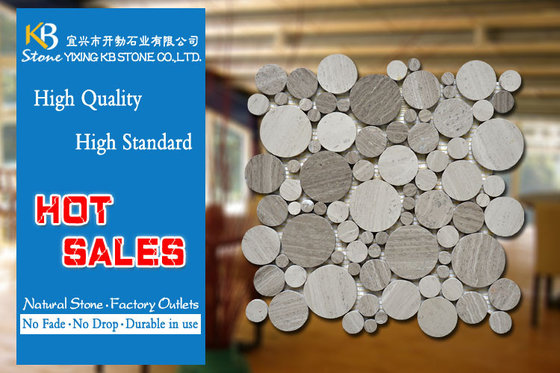 Natural Stone Wooden Grey Marble Decorative Wall Tile Polished Penny Round