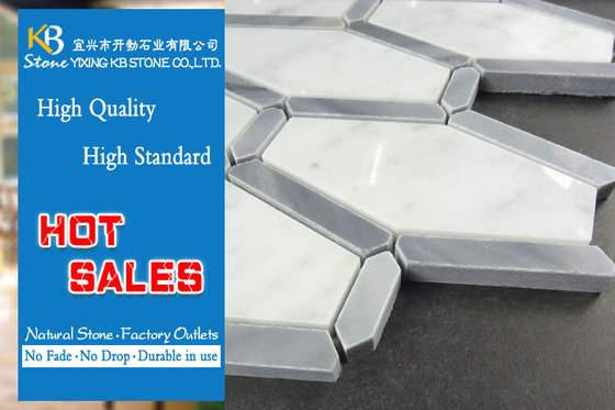 Carrara White Marble Mosaic Tiles Long Hexagon Mosaic Tile 72 Boxes Per Pallet