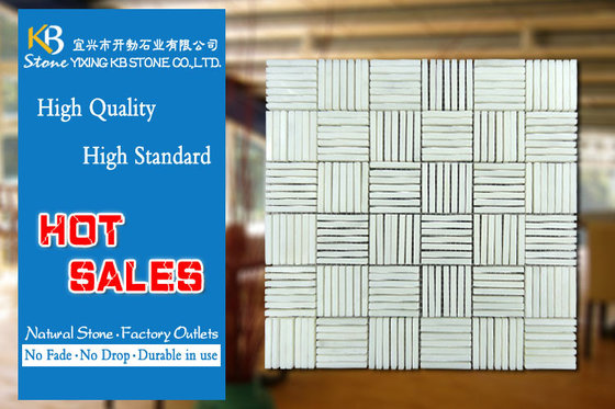 China White Mosaic Tiles Strip Marble Mosaic Tiles For Home Decoration