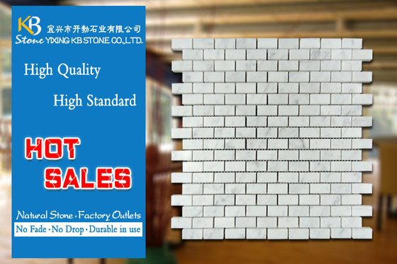 Subway Marble Mosaic Tiles White Bathroom Tiles Tumbling Fiber Mesh