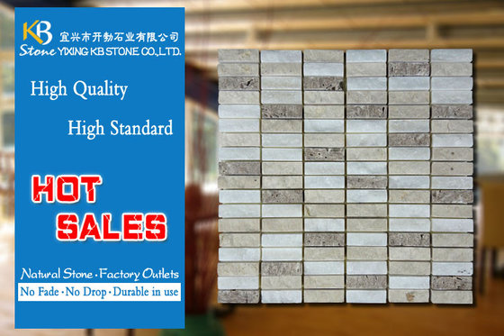 Mixed Color Bathroom Floor Marble Mosaic Tiles 2/5 Inch Thickness