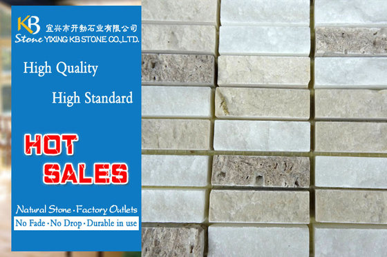 Mixed Color Bathroom Floor Marble Mosaic Tiles 2/5 Inch Thickness