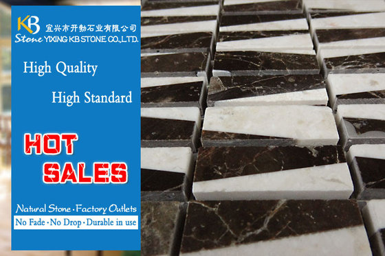 Brown Marble And Dark Emperador Marble Mosaic Tiles For Home Decoration