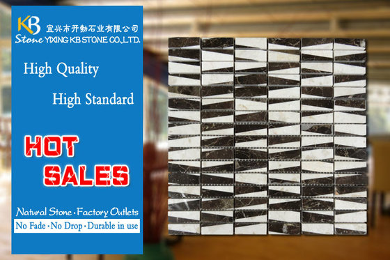 Brown Marble And Dark Emperador Marble Mosaic Tiles For Home Decoration