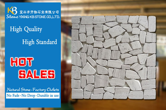Non - Slip Wooden Marble Mosaic Floor Tile 305 X 305mm For Promotion