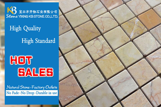 Decoration Wall Sunset Pink Natural Stone Mosaic Tiles Red Yellow