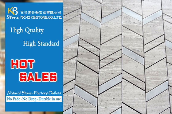 Honed 12x12 badge wooden white marble gray veins home decoration mosaic tile