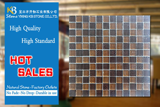 Black yellow square decorative marble mosaic tiles for tv wall