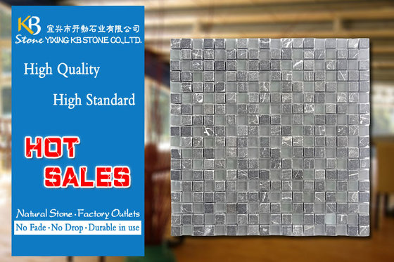 Black white marble mosaic tiles stone mixed glass mosaic wall decoration