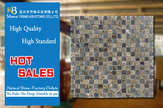 Wall mosaic tile tv backing wall kitchen backsplash marble square tile coffee color