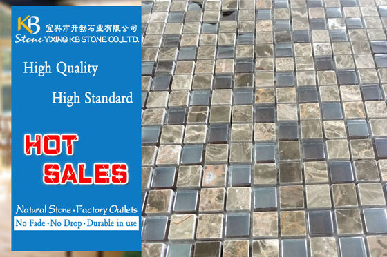 Wall mosaic tile tv backing wall kitchen backsplash marble square tile coffee color