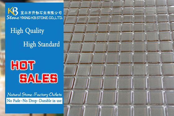Outdoor or indoor wall cold grey glass square mosaic tiles polished
