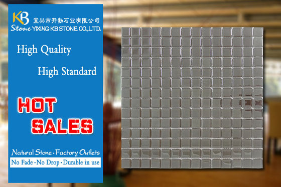 Outdoor or indoor wall cold grey glass square mosaic tiles polished