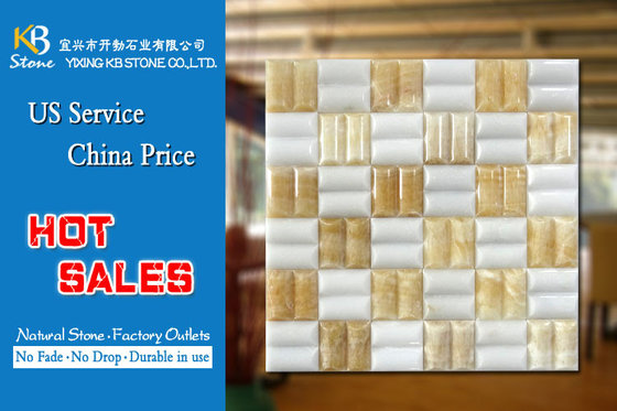 Art tile backsplash mosaic natural yellow color marble stone