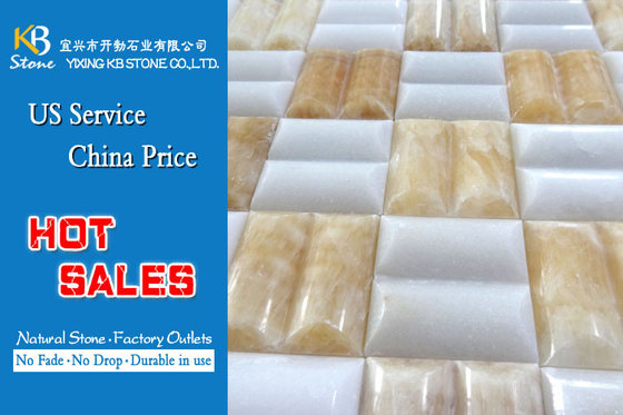 Art tile backsplash mosaic natural yellow color marble stone
