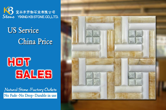 Natural stone marble mosaic tiles yellow onyx mixed white green square