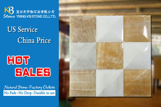 Interior wall decor natural stone marble mosaic tiles yellow and white
