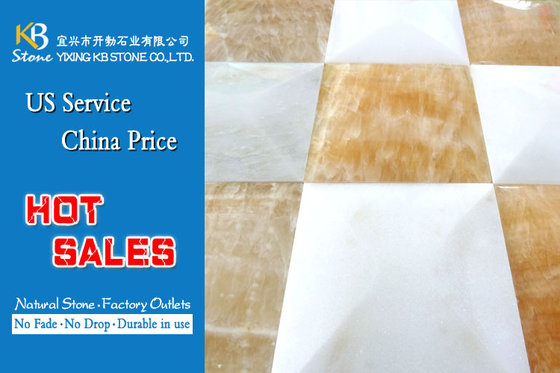 Interior wall decor natural stone marble mosaic tiles yellow and white