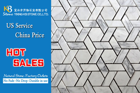 White hexagonal marble mosaic tiles polished wall mosaic floor tile decoration