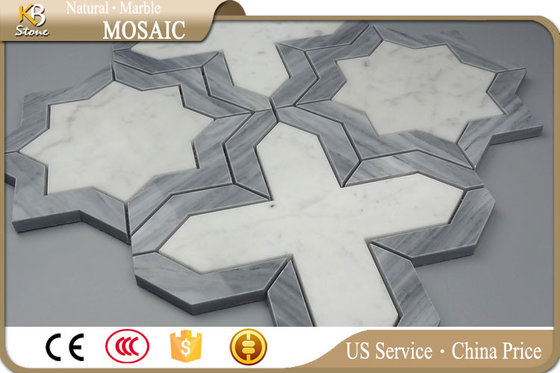 Floor wall marble mosaic tiles 305 x 305mm kb stone badge shape