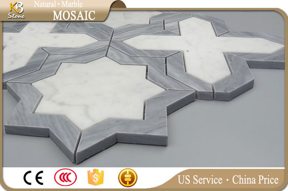 Floor wall marble mosaic tiles 305 x 305mm kb stone badge shape