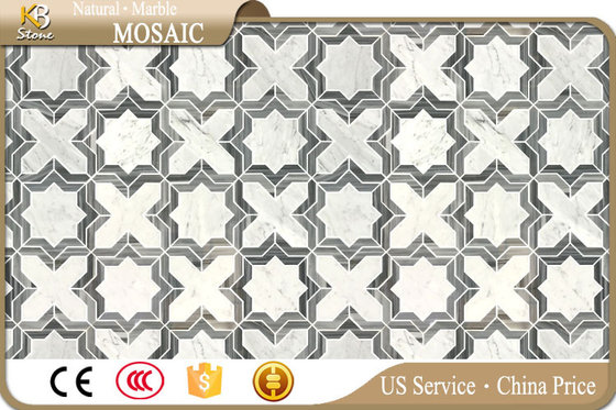 Floor wall marble mosaic tiles 305 x 305mm kb stone badge shape