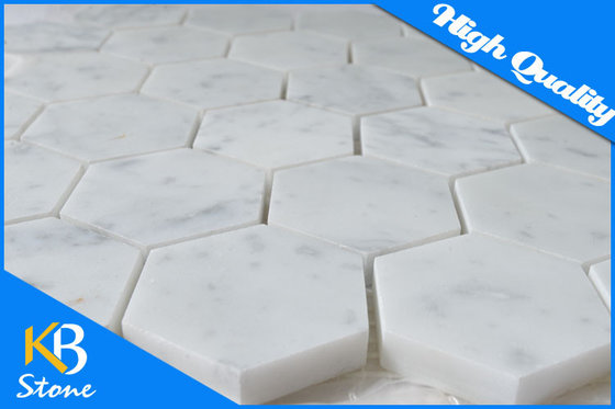 Honed Bianco Hexagon Carrara Marble Mosaic Tile for Kitchen and Bathroom Wall or Flooring