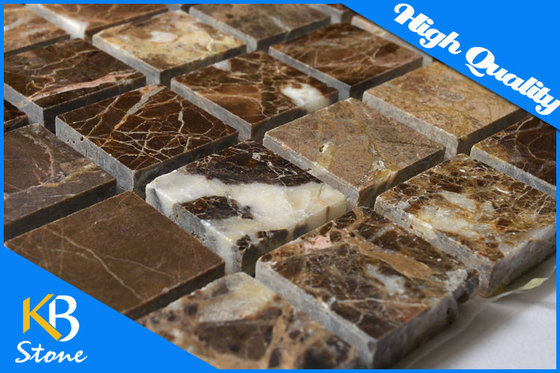 3/5 x 3/5 Inch Dark Emperador Marble Sqaure Polished Mosaic Tile for Home / Hotel Decor