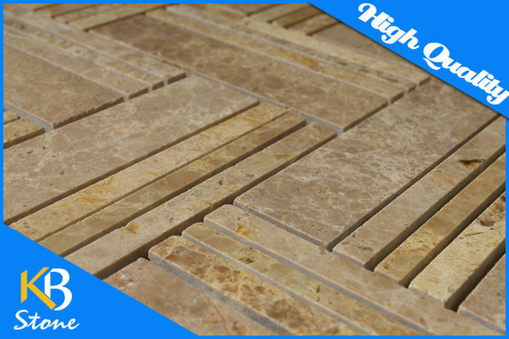 Emperador Light Marble Mosaic Wall Tiles with Herringbone Shape , 10mm Thickness