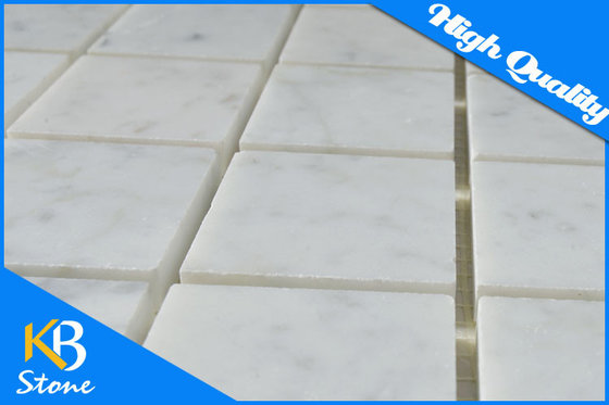Square Polished Mosaic Wall Tile Italy Bianco Carrara White Floor Marble Tiles 12 x 12 Inch