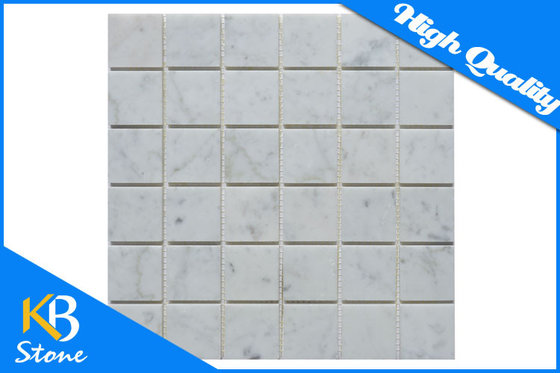 Square Polished Mosaic Wall Tile Italy Bianco Carrara White Floor Marble Tiles 12 x 12 Inch