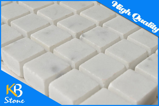 Italian Carrera Marble Square Mosaic Wall Tiles 1 x 1 Inch Polished for Bathroom / Flooring / Pool