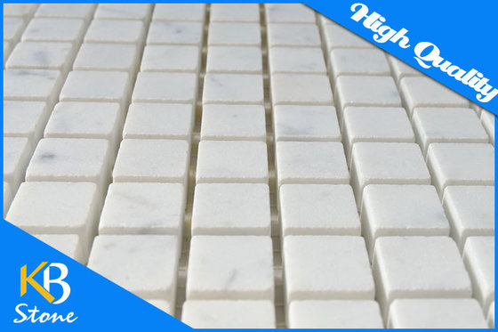12 X 12 Inch Honed Bianco Carrara White Marble Tiles , Bathroom Mosaics for Pool / Spa