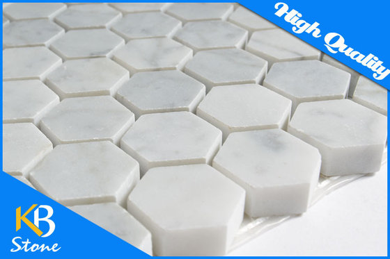 Carrara Marble Italian White Bianco Carrera 1" Hexagon Mosaic Tile for Backsplash or Bath Wall