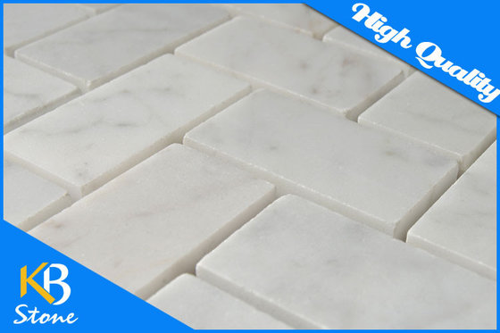 Honed Bianco Carrara White Herringbone Marble Mosaic Kitchen Tiles / Floor or Wall Tile