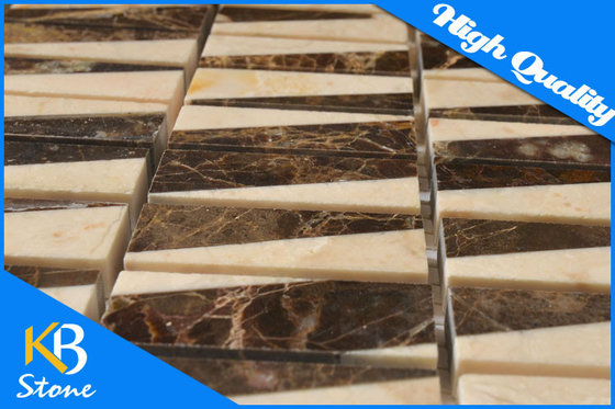 Mixed Color Square Dark Emperador Marble Polished Mosaic Tile for Fireplace Surround Tiles