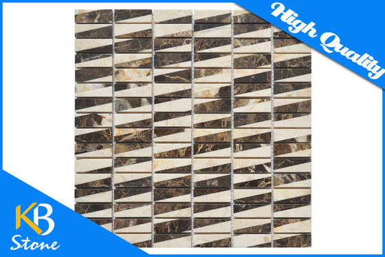Mixed Color Square Dark Emperador Marble Polished Mosaic Tile for Fireplace Surround Tiles