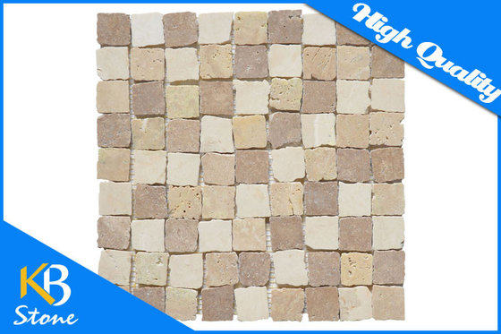 Home Decoration Travertine Marble Mosaic Tile Mixed Colour Square Shape Kitchen Tile