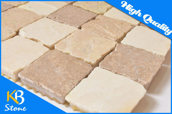 Home Decoration Travertine Marble Mosaic Tile Mixed Colour Square Shape Kitchen Tile