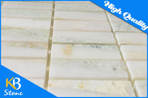 Polished China White Marble Mixed Green Mosaic Tiles Square Shape for Bath Wall , Countertop