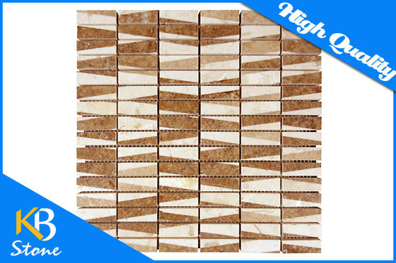 Hand Made Cream Marfil Marble Mosaic Tiles , Home or Hotel Wall Decor Stone Art Tiles