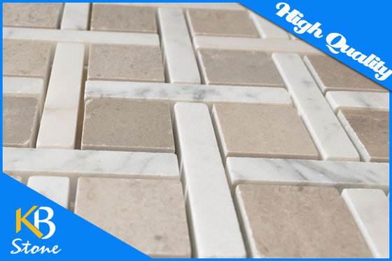Polished Marble Mosaic Tiles Grey And White Stone Mosaic Flooring Tile for Wall Decoration