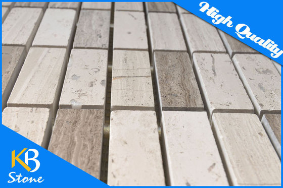 Bathroom Polishing Wooden Grey Marbles Subway Pattern Mosaic Tile for Interior / Exterior
