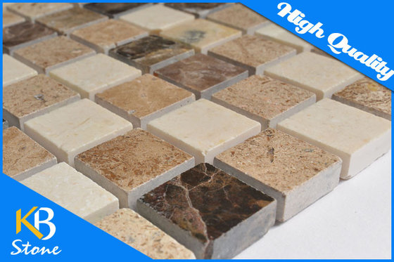 1 x 1 Inch Shower Room Travertine Marble Mosaic Flooring Tile Sqaure Polished For Wall and Floor